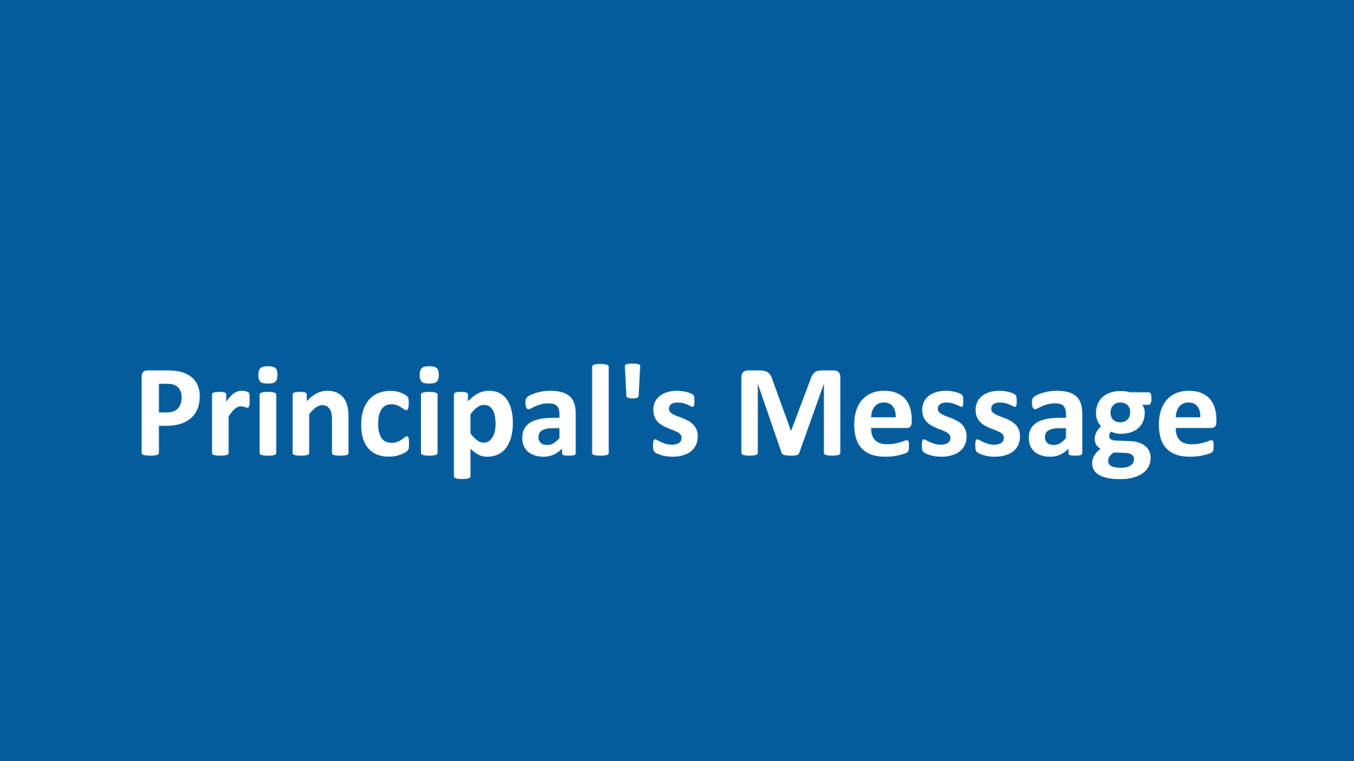 Principal's Message